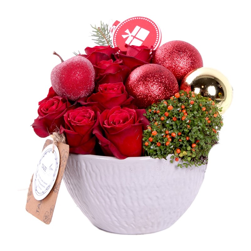 Christmas Design Red Roses | Taze Çiçek