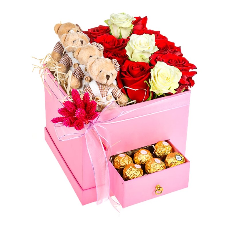 Red Or White Teddy Box | Taze Çiçek