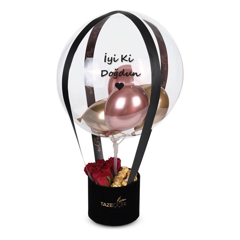 Rose Balon Kutusu Kişiye Özel I Taze Çiçek