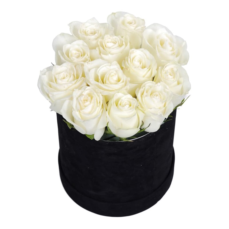 Siyah Silindir Kutuda 12 Beyaz Gül | Taze Çiçek