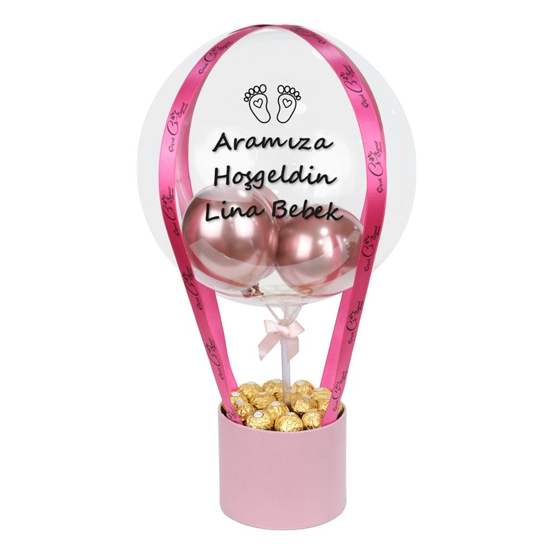 Baby Girl Balon Kutusu-Kız Bebek Hediye I Taze Çiçek