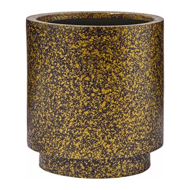 Capi Lux Terrazzo Vase Cylinder Siyah Altın Seramik Saksı 2 | Taze Çiç
