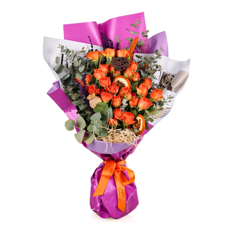 Peacy Orange Çardak Gül Buketi I Taze Çiçek